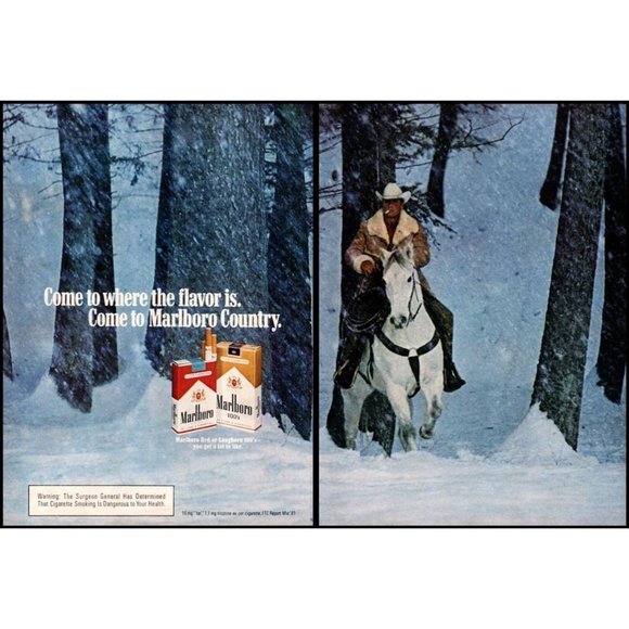 Marlboro | Art | 982 Marlboro Cigarettes 2 Page Vintage Print Ad Cowboy ...
